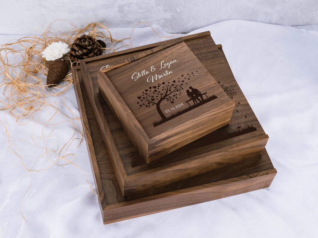 Personalized Walnut Keepsake Box, Wedding Memory Box, Wedding Keepsake ...