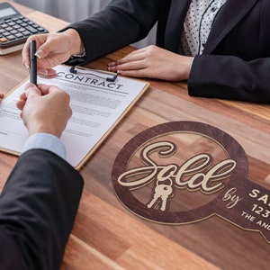 Personalized Real Estate Key, Sold Wood House Key, Sold Sign, Realtor ...