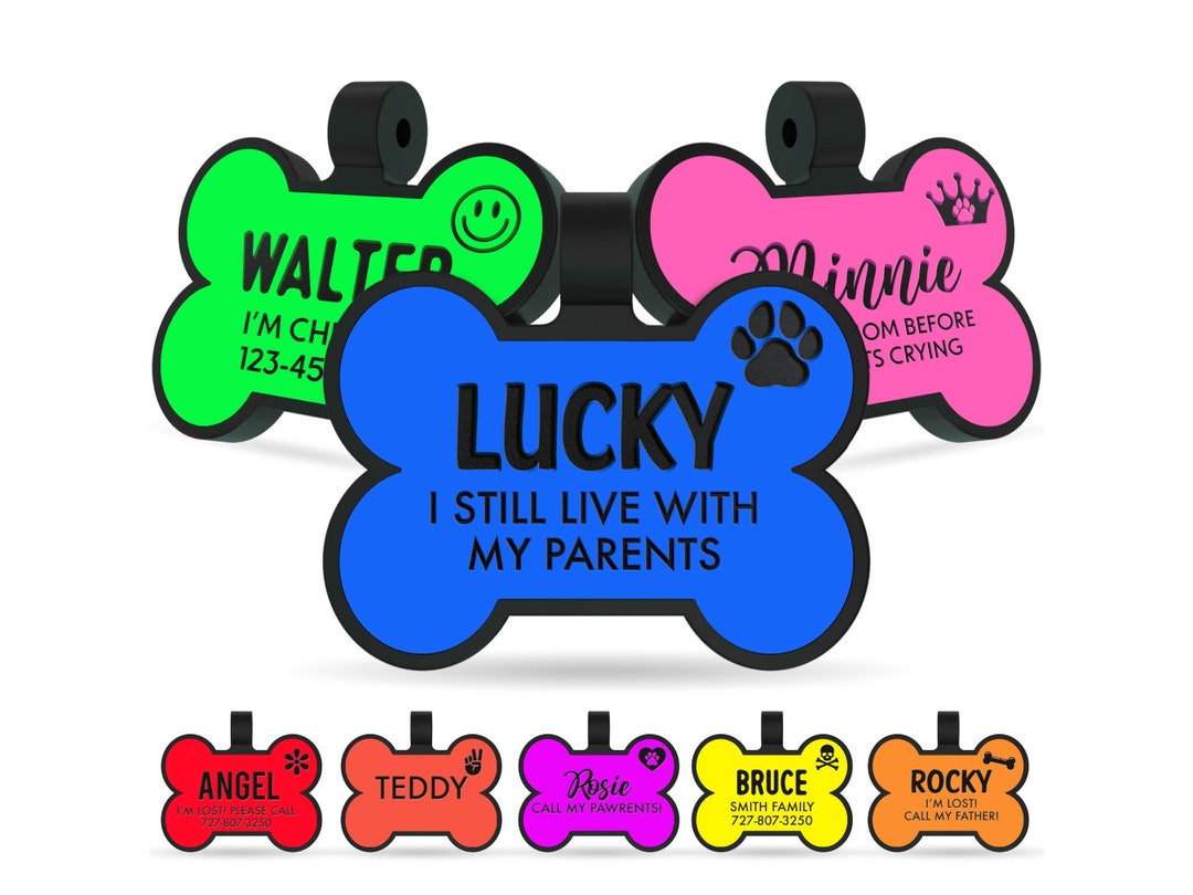 Silent Dog Tag, Rubber Dog Tag, Personalized Dog ID Tags, Engraved ...