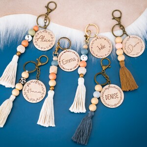 Personalized Boho Keychain for Women, Beaded Name Keychain, Gifts for ...