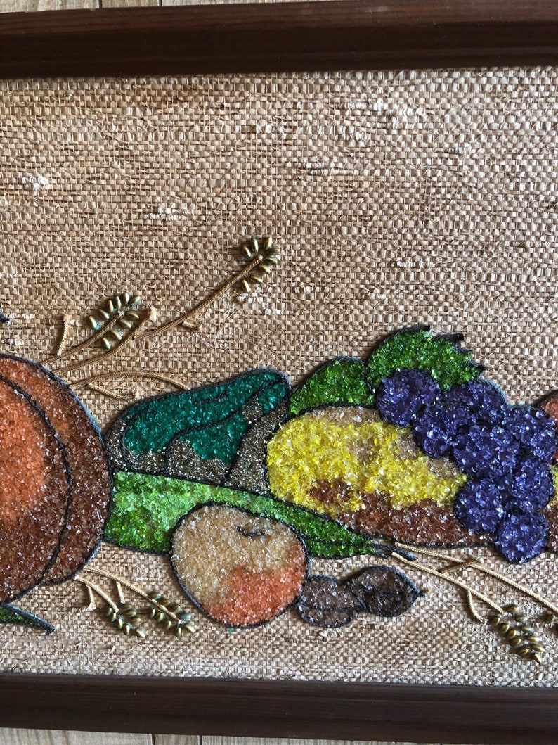 Vintage Mid Century Modern Gravel Art Mosaic of a Cornucopia | Etsy