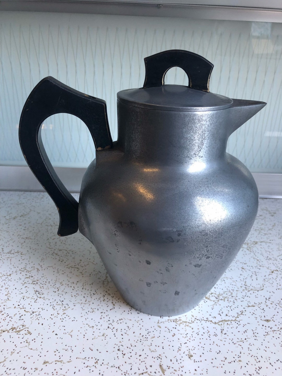 Antique 30s Era Pewter Pitcher With Lid and Wooden Handles - Etsy