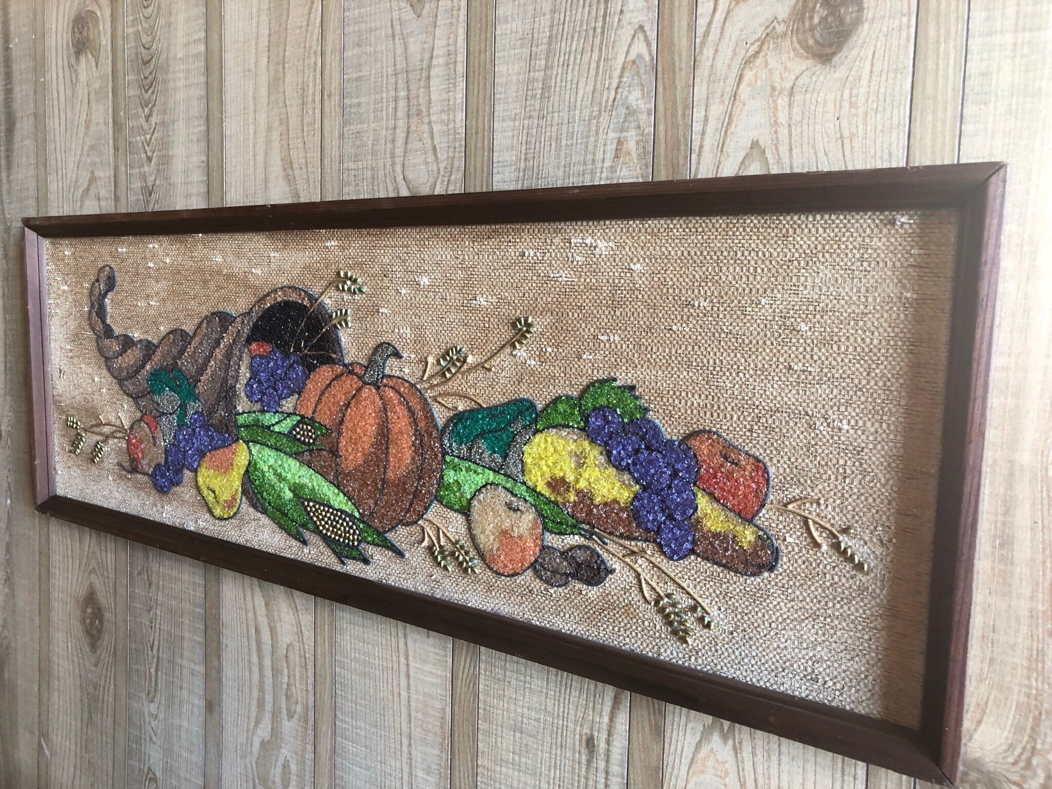 Vintage Mid Century Modern Gravel Art Mosaic of a Cornucopia - Etsy