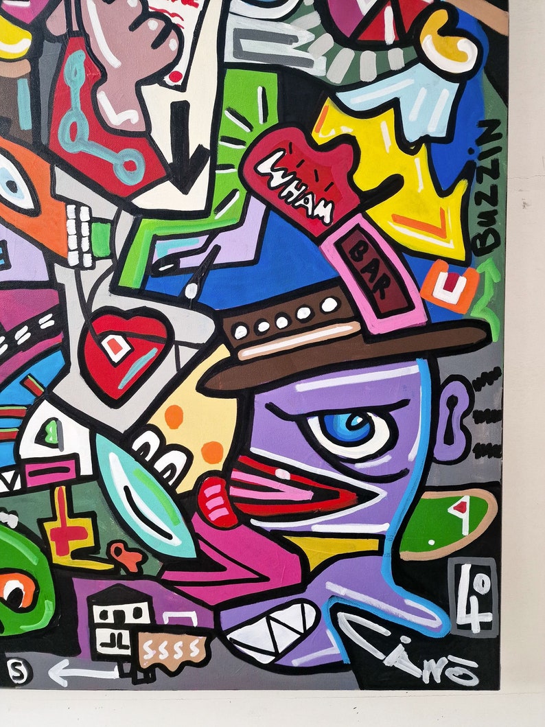Original Neo-expressionism Street Art Canvas Colorful Graffiti ...