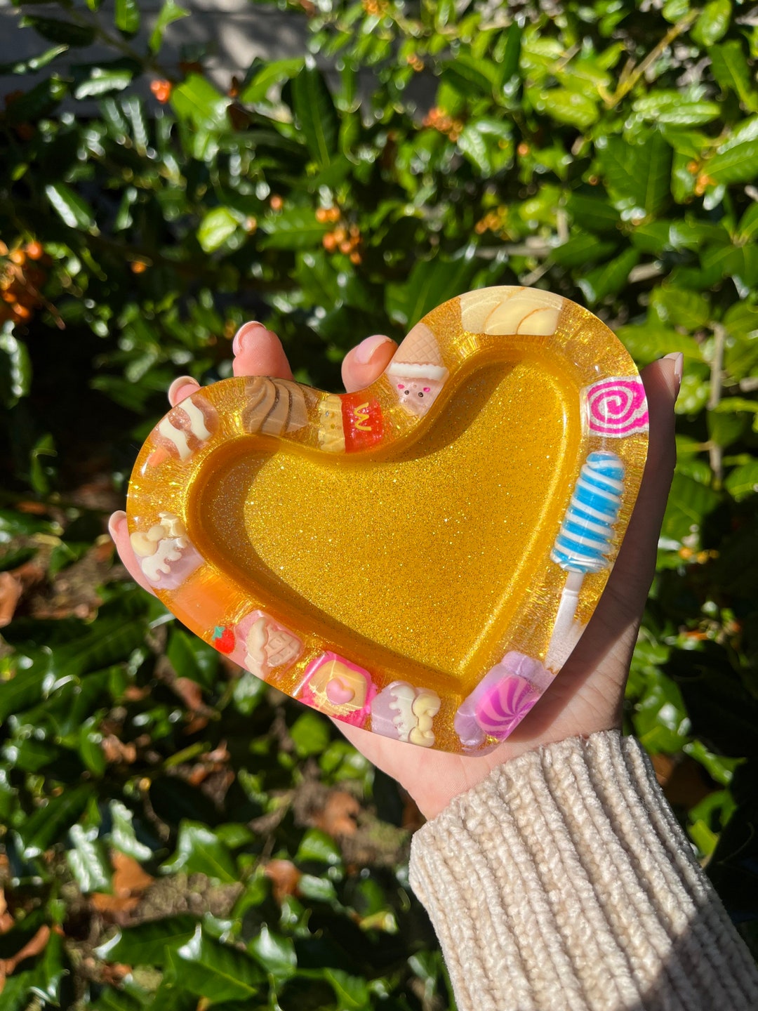 Sparkly Gold Candy Heart Tray - Etsy