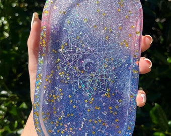 Golden Galaxy Tray Outer Space, Cosmos Inspired Jewelry Dish, Rolling ...