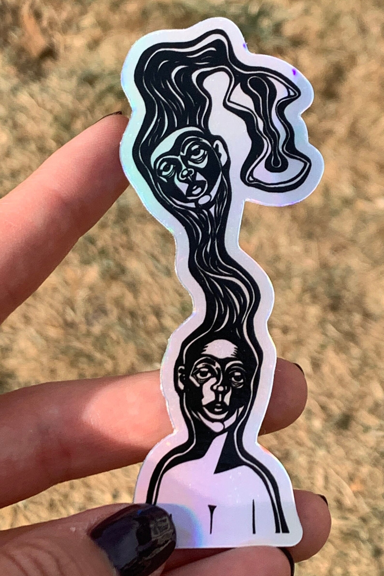 Trippy Melting Faces Vinyl Sticker White/matte and Holographic - Etsy