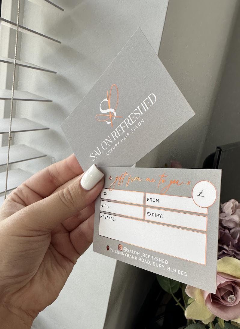 Gold or Silver Foil Gift Cards for Beauty Businesses | Aesthetics ...