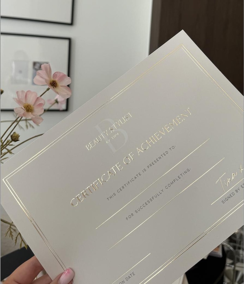 Bespoke Gold or Silver Foil Training Certificates: Beauty & Aesthetics ...