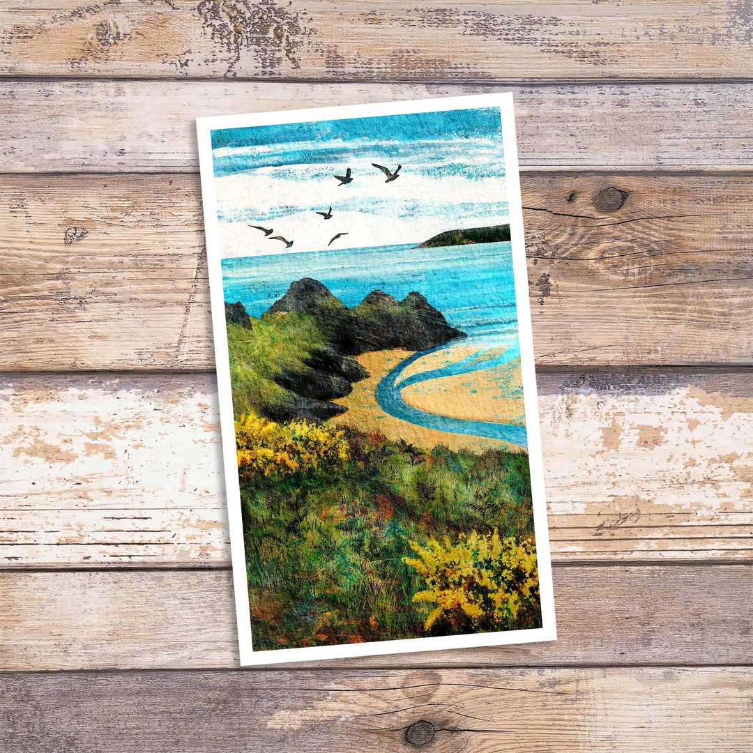 Gower ART PRINT, Three Cliffs Wall Art, Signed Giclée Print, Wales ...