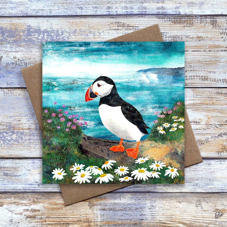 Puffin GREETINGS CARD, Coastal Bird Art, Blank Birthday Card - Etsy UK