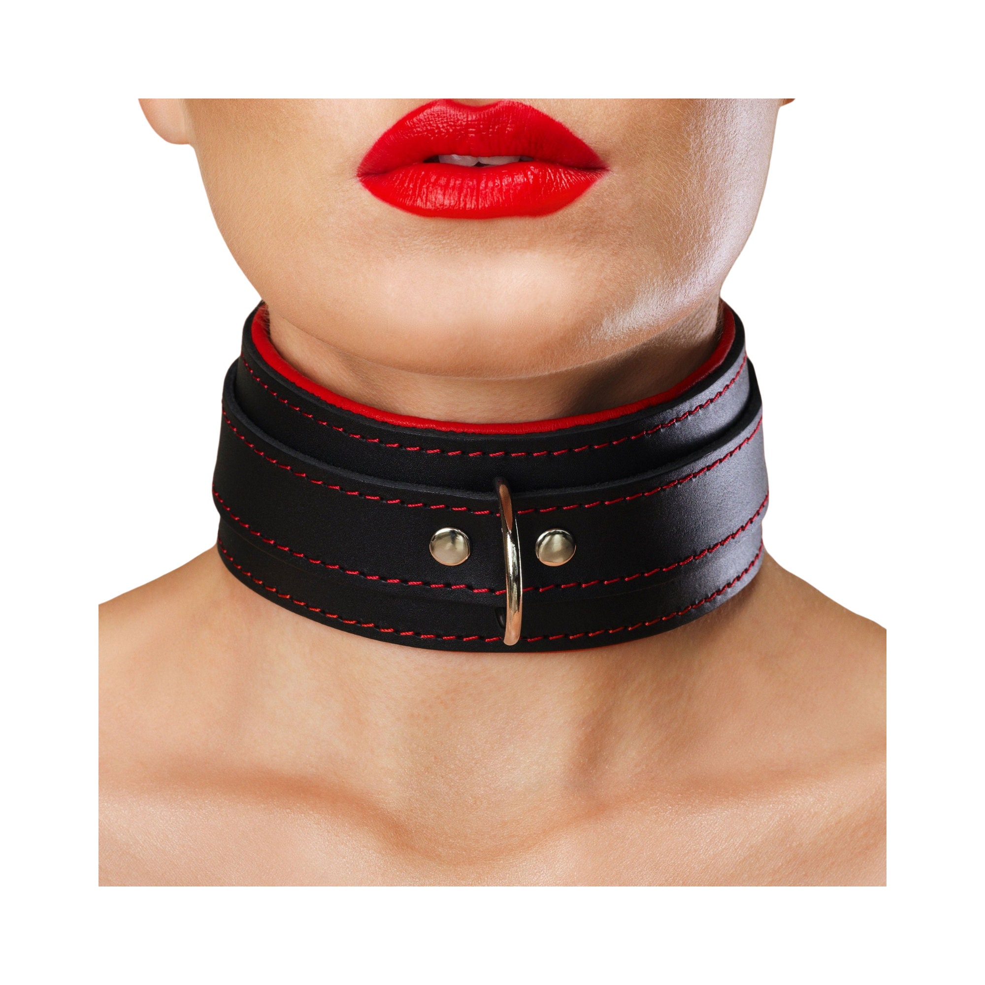 Pure Cowhide Black Leather Bondage Submissive Collar BDSM Bondage Slave Collar Leather BDSM ...