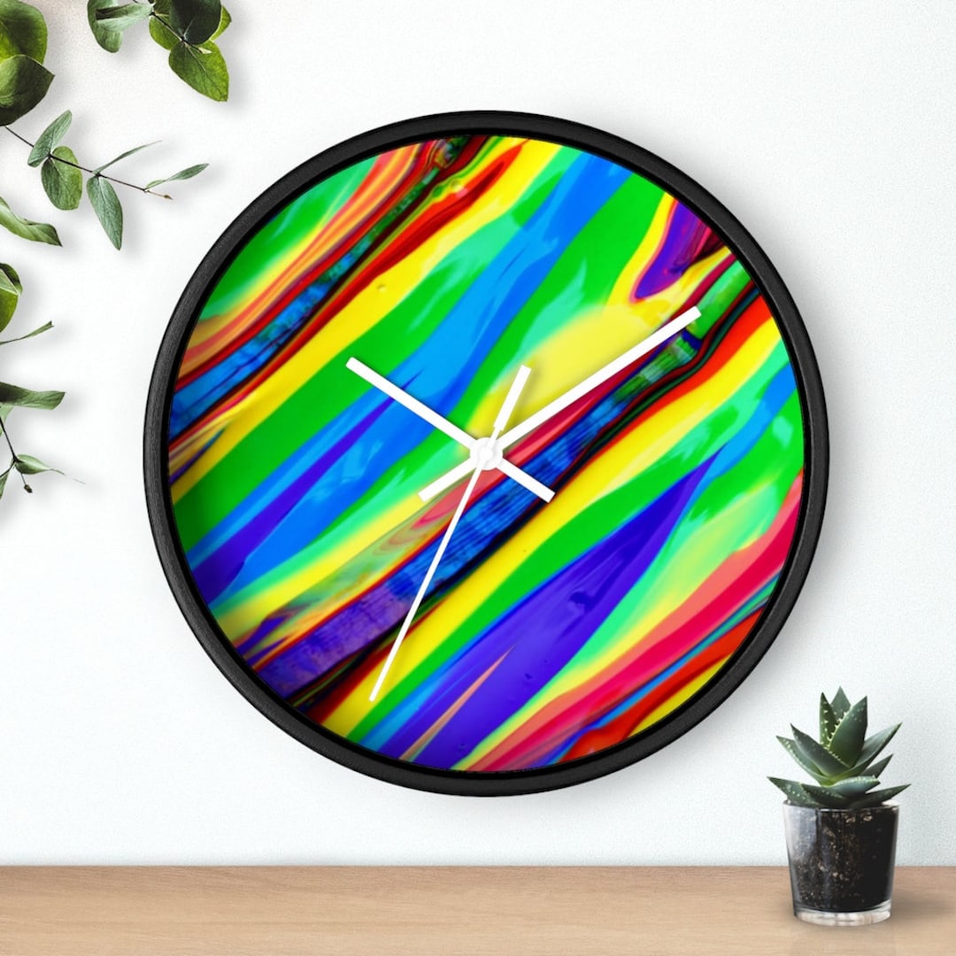 Colorful, Wall Clock, Wall Decor, Home & Living, Kitchen and Dining - Etsy