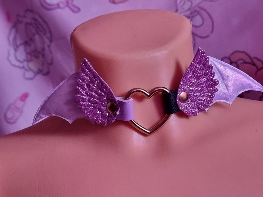 Purple Bat Choker Kawaii Glitter Blackc Two Color Choker Mismatching ...
