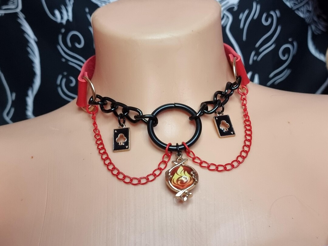 Lyney Pyro Genshin Impact Fontaine Vision Inspired Choker Collar Chain ...