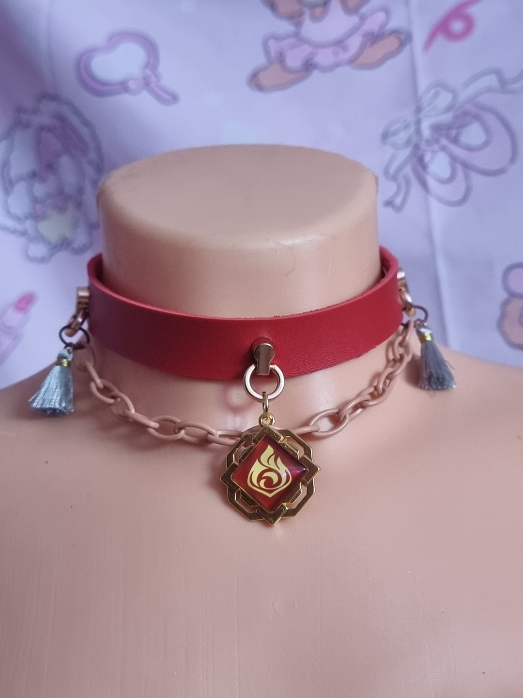 Pyro Liyue Vision Choker Genshin Inspired by Hu Tao Harajuku - Etsy