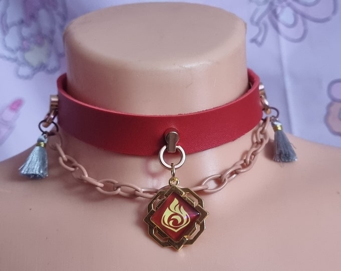 Pyro Liyue Vision Choker Genshin Inspired by Hu Tao Harajuku Glowing - Etsy