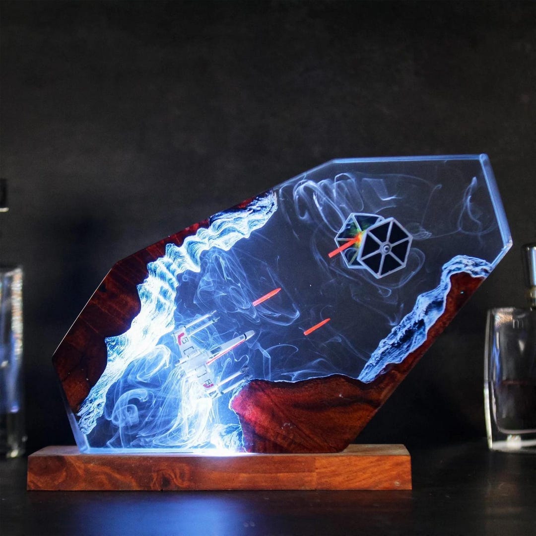 Handmade Star Wars Resin Lamp X-wing & TIE Advanced Night Light Sci-fi ...
