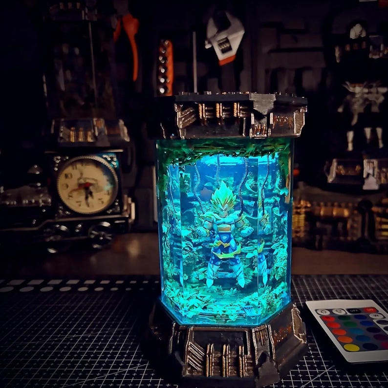 Dragon Ball Majin Vegeta Healing Chamber Resin Lamp, Super Saiyan Anime ...