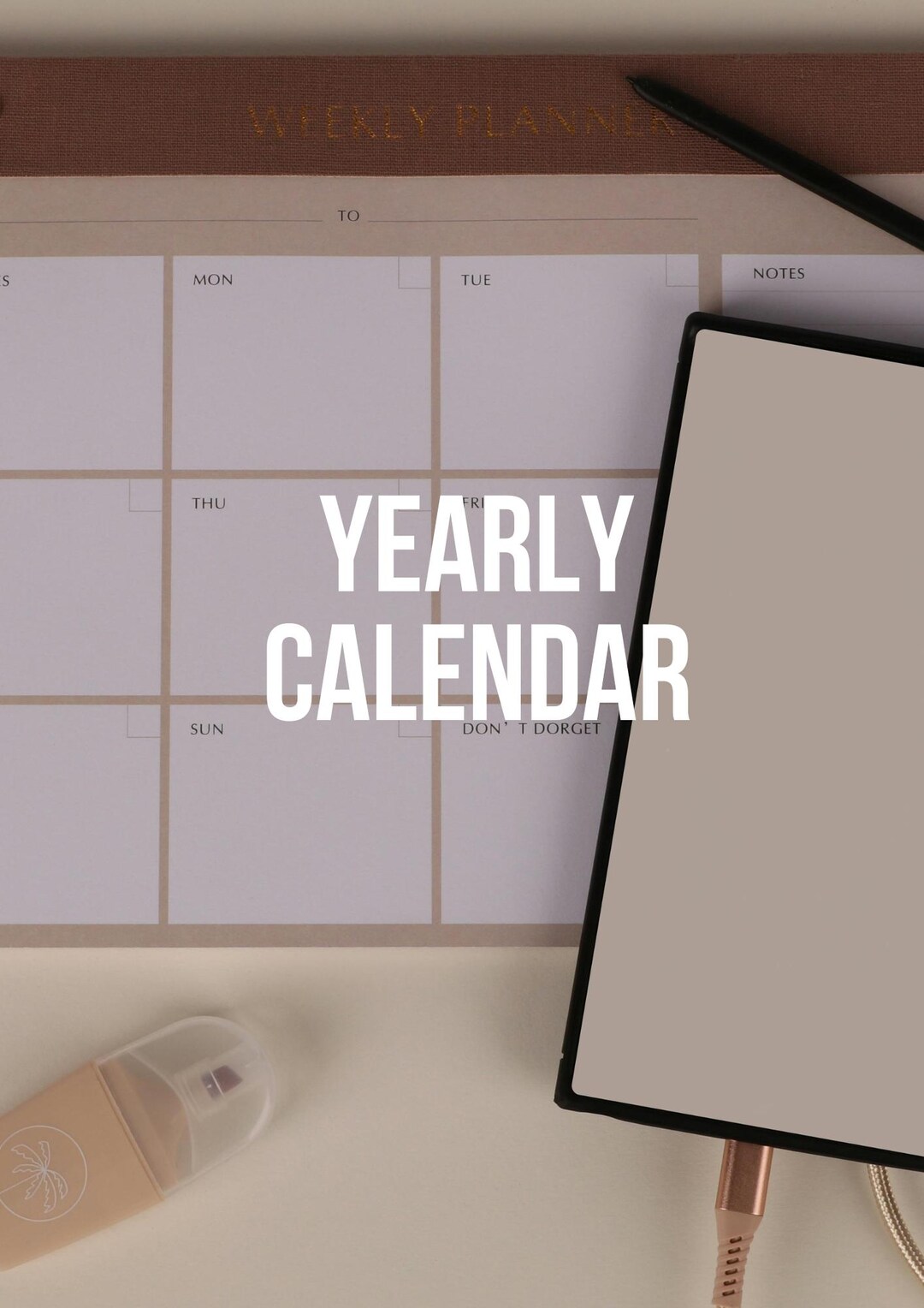 Digital Yearly Calendar | Monthly Planner | Adjustable to Any Year ...