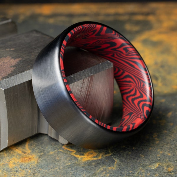Titanium Damascus Ring - Etsy