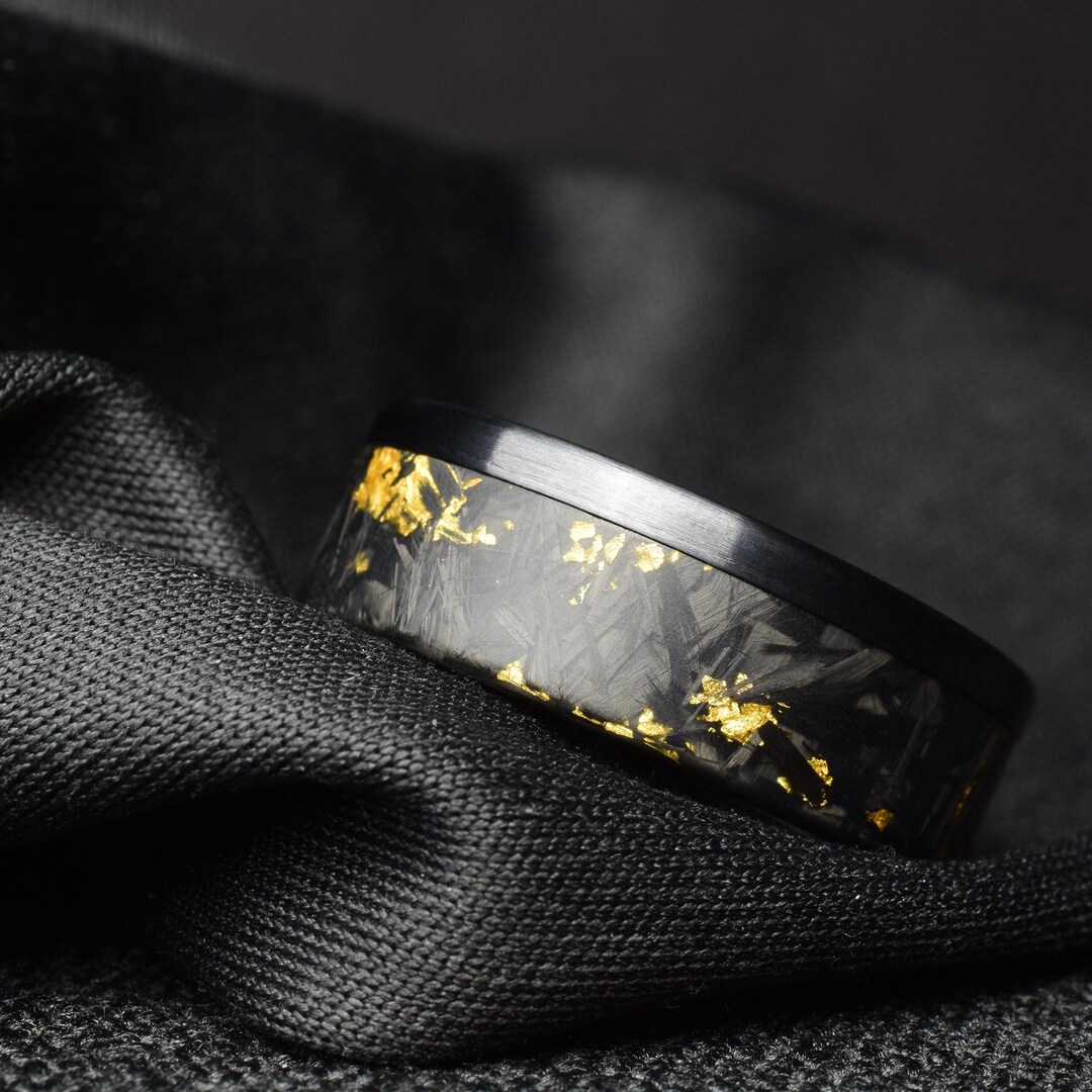 Matte 24k Gold Chopped Carbon Fiber Lined With Brushed Black Titanium ...