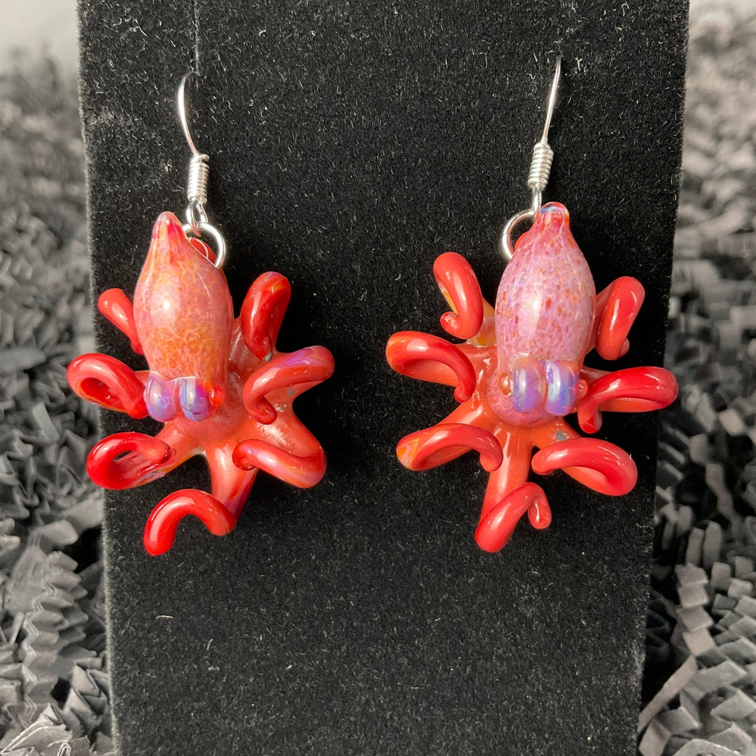 Glass Octopus Earrings Octopus Jewelry Statement Earrings Handblown ...
