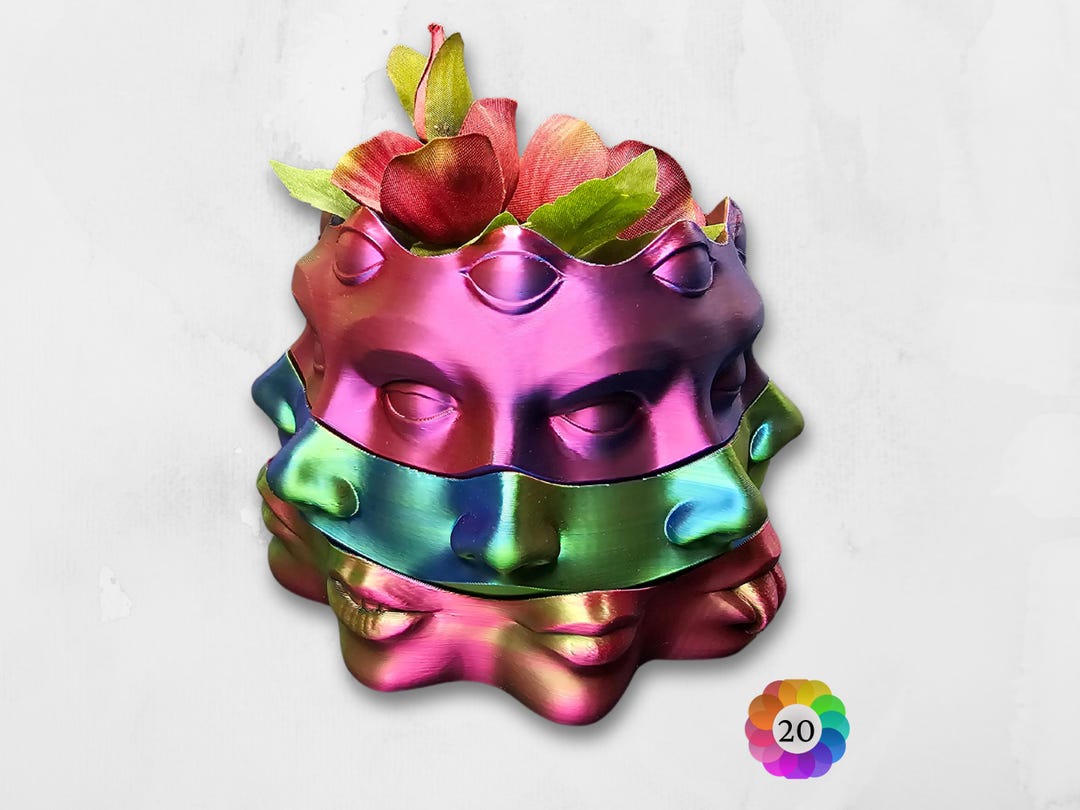 Rotating Rings Faces Planter, 3D Printed Pot Playful and Unique 20 ...
