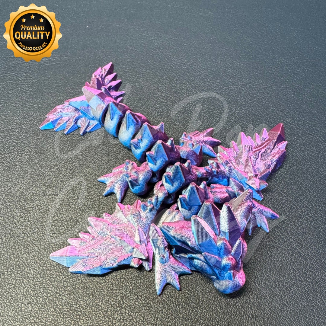 3D Printed Articulated Baby Crystal Winged Dragon, Flexible Fidget Toy, Pink Blue , Gift - Etsy