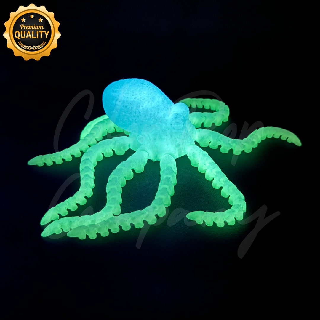3d Printed Articulated Glow in the Dark Octopus, Desk Pet, Flexible ...
