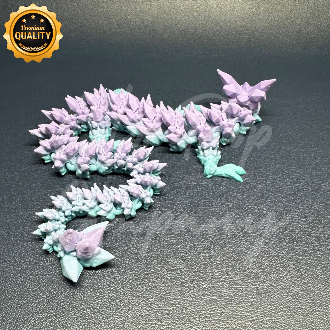 3D Printed Articulated Crystal Dragon and Egg, Flexible Fidget Toy, Gift Present, Unique Gift ...