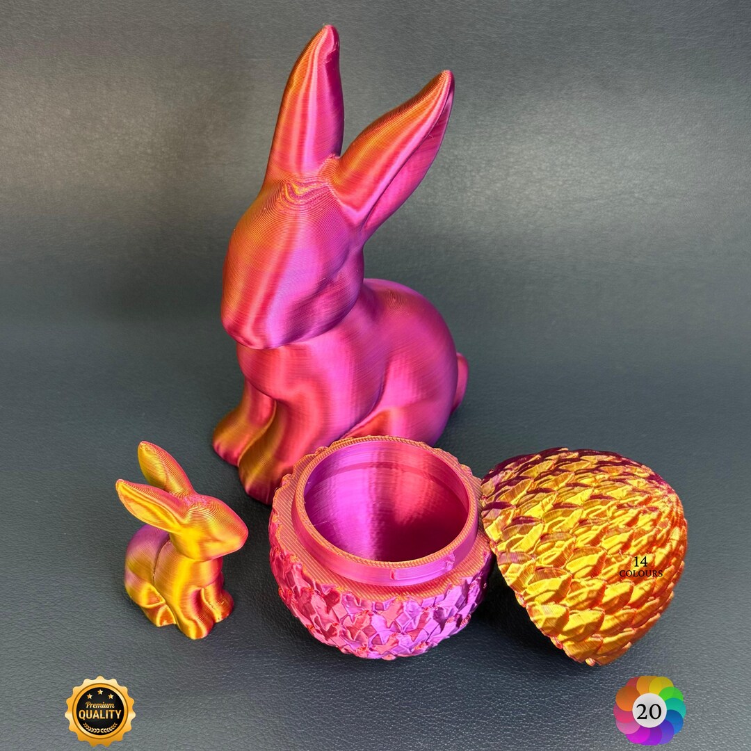 Easter Set of Two Bunnies and Egg, 3d Printed Easter Decor, Easter ...