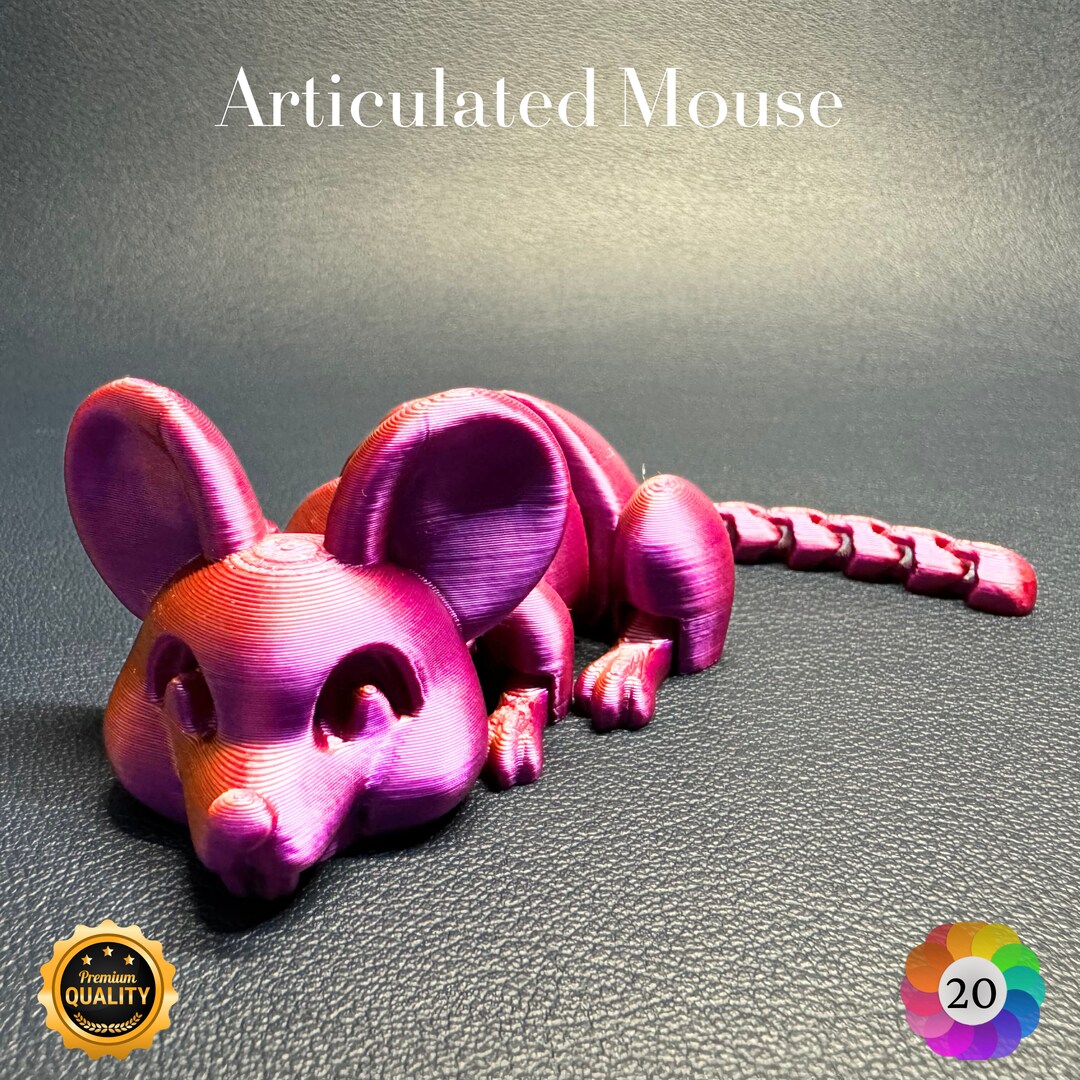 Articulated Mouse, 3D Printed Fidget Desk Pet, Fidget Toy, 20 Unique ...