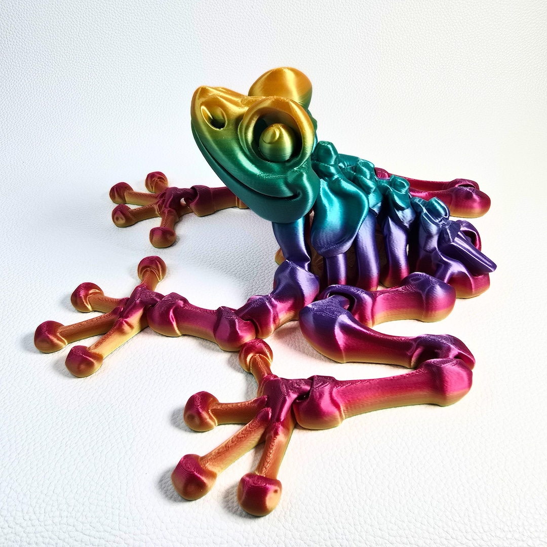 Articulated Skeleton Frog, 3D Printed Desk Pet Toy, Flexible Fidget Toy ...