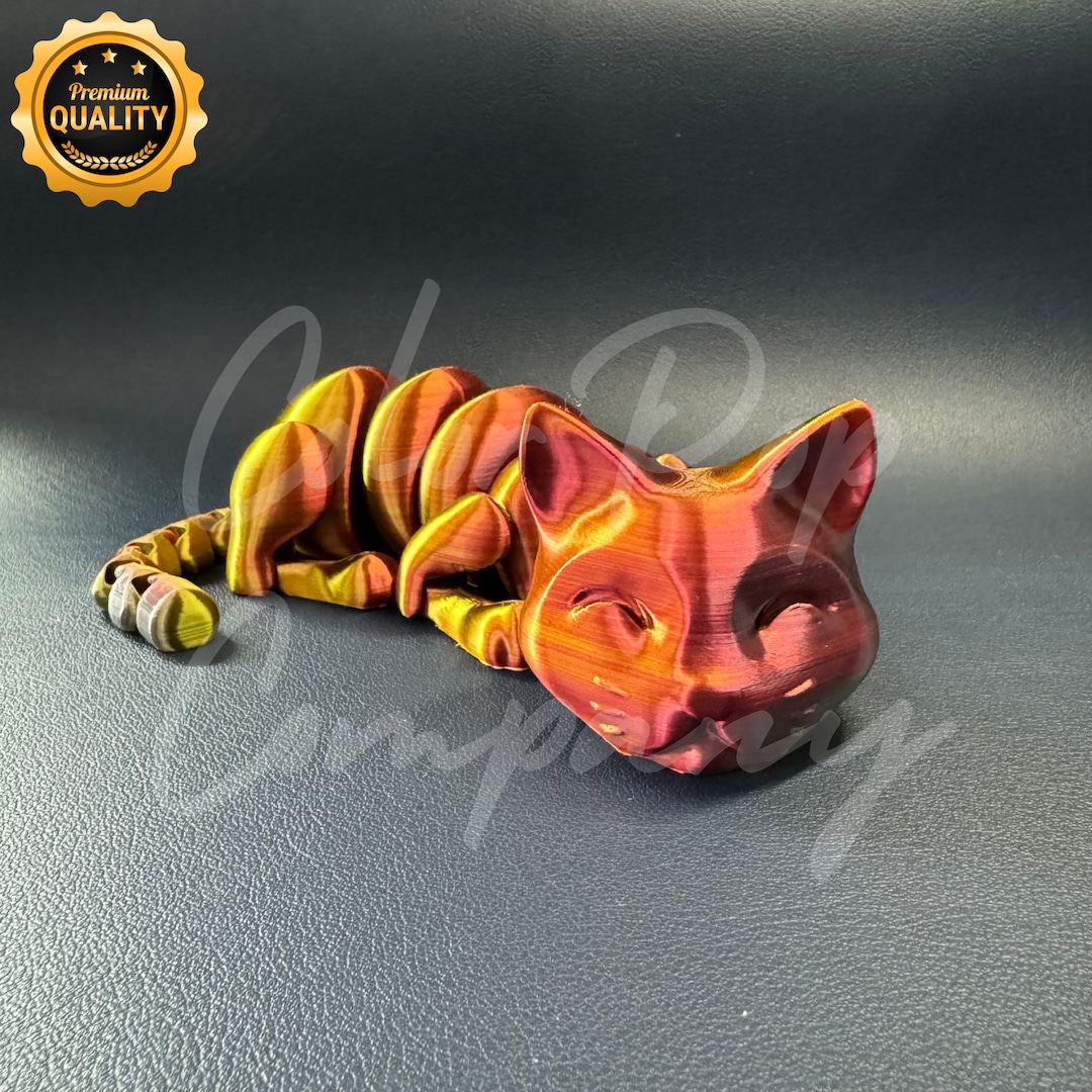 3d Printed Articulated Lazy Cat, Fidget Desk Toy, Anxiety Toy, Gift for ...