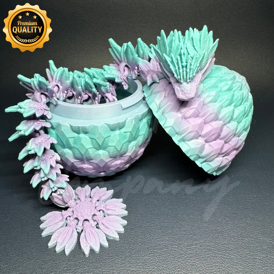 3D Printed Articulated Sunflower Dragon and Egg: Flexible Fidget Toy - Etsy
