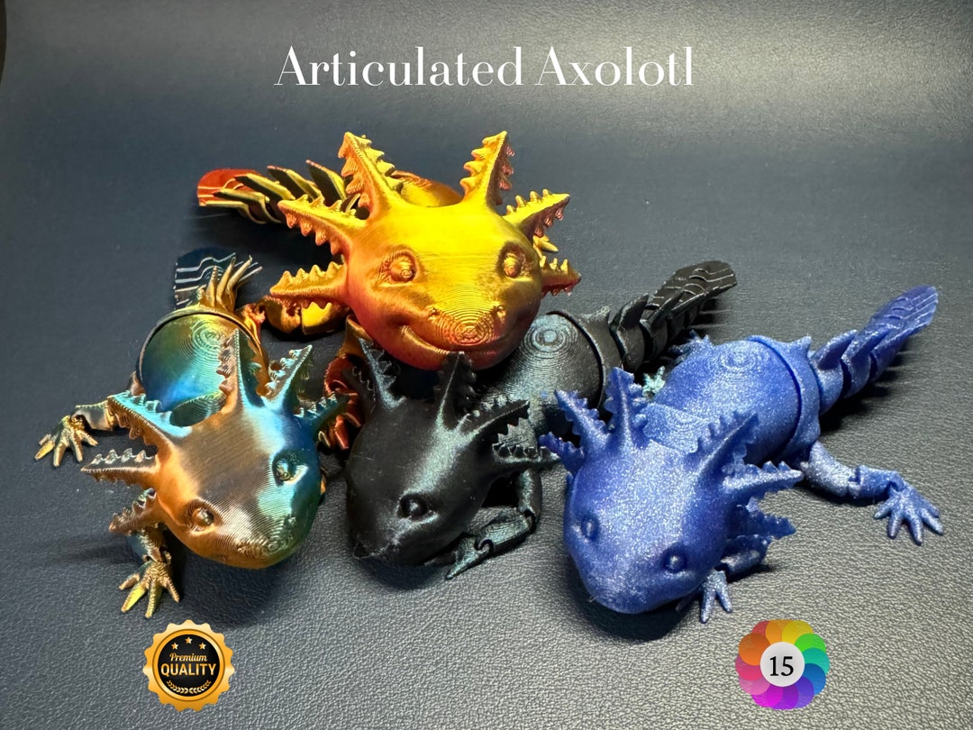 Articulated Cute Axolotl, 3d Printed Flexible Fidget Toy, Articulated ...