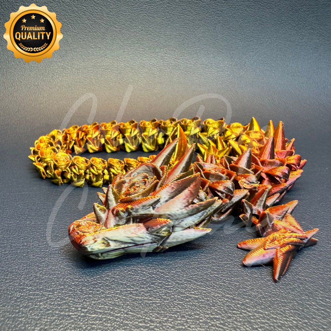 3D Printed Articulated Rose Dragon and Egg Flexible Fidget - Etsy