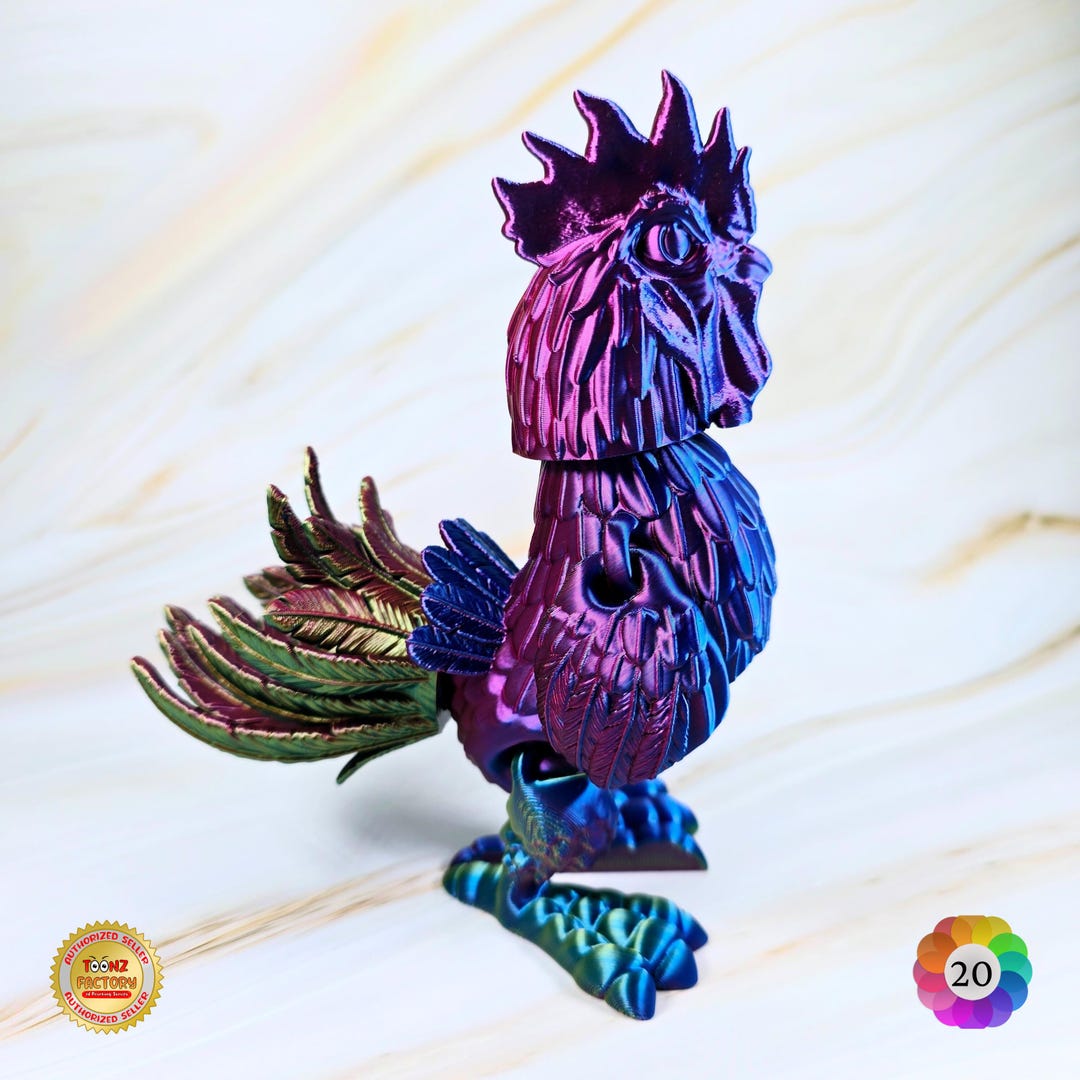 Rooster - Articulated 3D Printed Desk Toy, Great Gift for Farm Animals ...