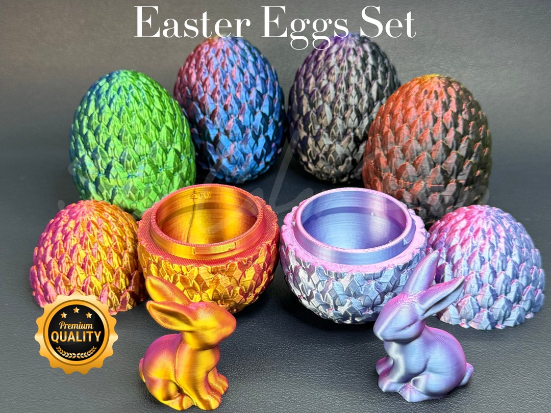 3d Printed Easter Eggs and Bunnies Set in Different Colours, Twist to ...