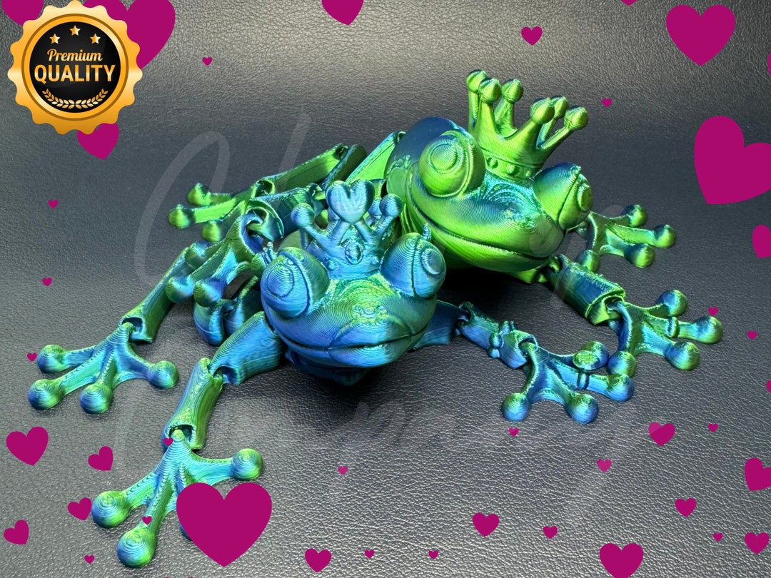3D Printed Articulated Love Frogs Prince and Princess for Valentines ...