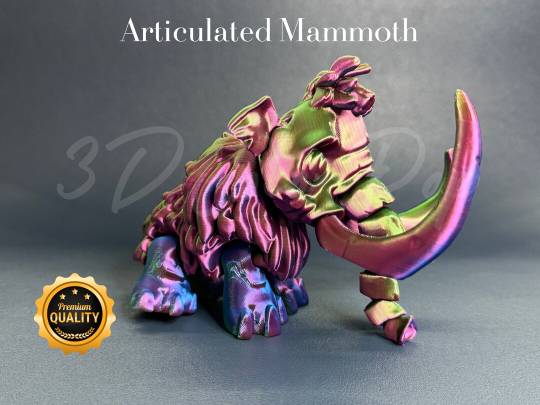 3D Printed Articulated Cute Mammoth With Tusks - Adorable Desk ...
