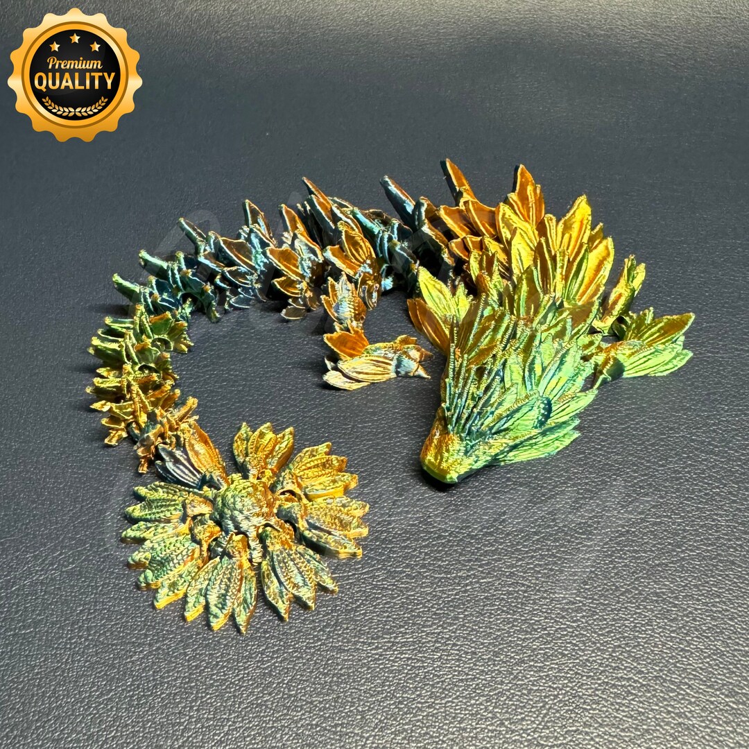 3D Printed Articulated Sunflower Dragon: Flexible Fidget Toy - Etsy
