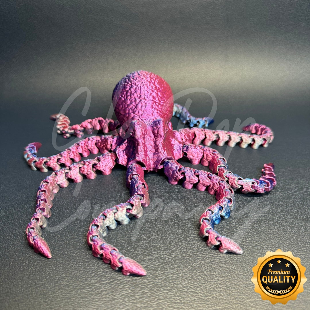 3d Printed Articulated Octopus, Flexible Fidget Toy, Anxiety Toy, Pink ...
