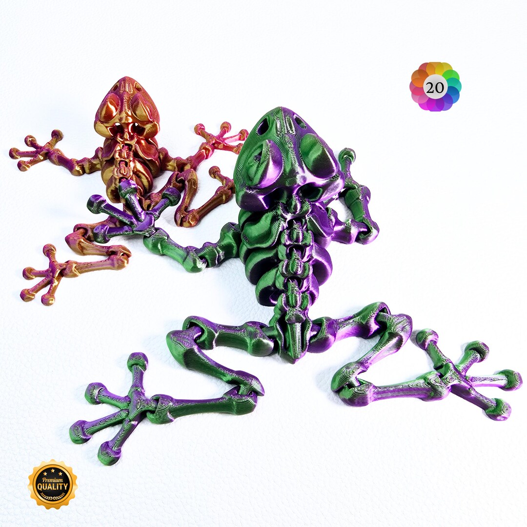 Articulated Skeleton Frog, 3D Printed Desk Pet Toy, Flexible Fidget Toy ...