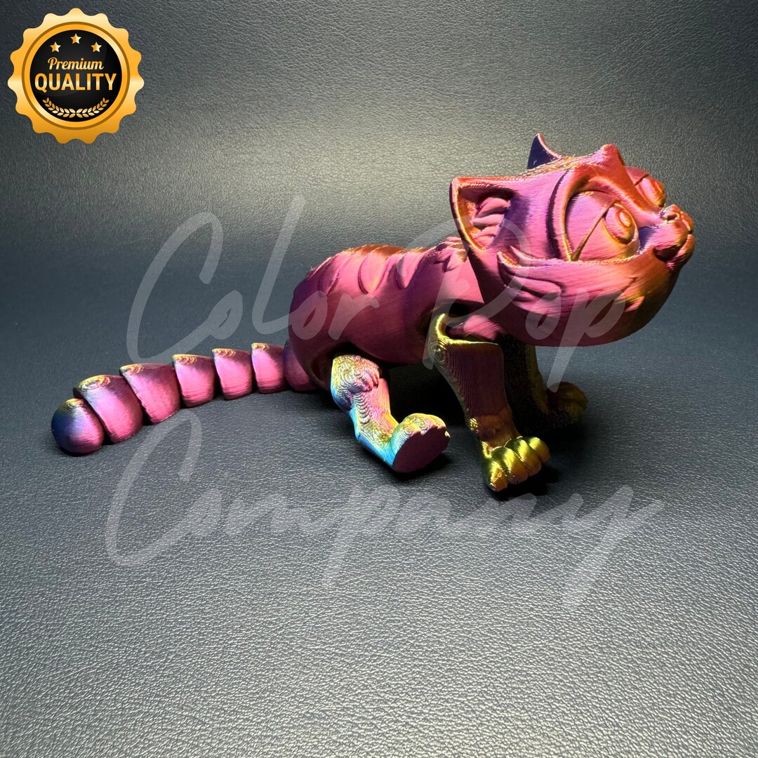 3d Printed Articulated Cute Cat, Fidget Desk Toy, Anxiety Toy, Red ...