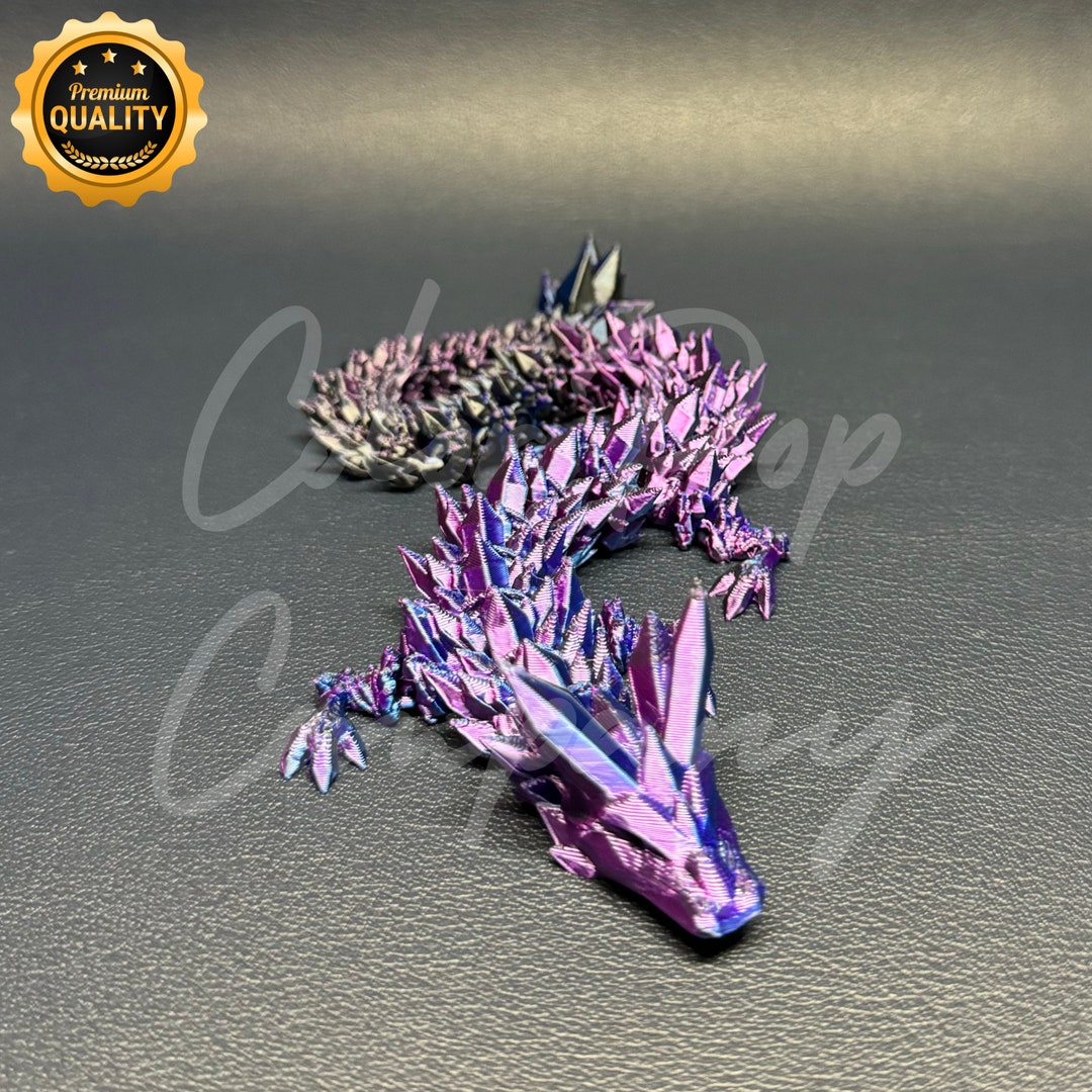 3D Printed Articulated Crystal Dragon and Egg, Flexible Fidget Toy ...