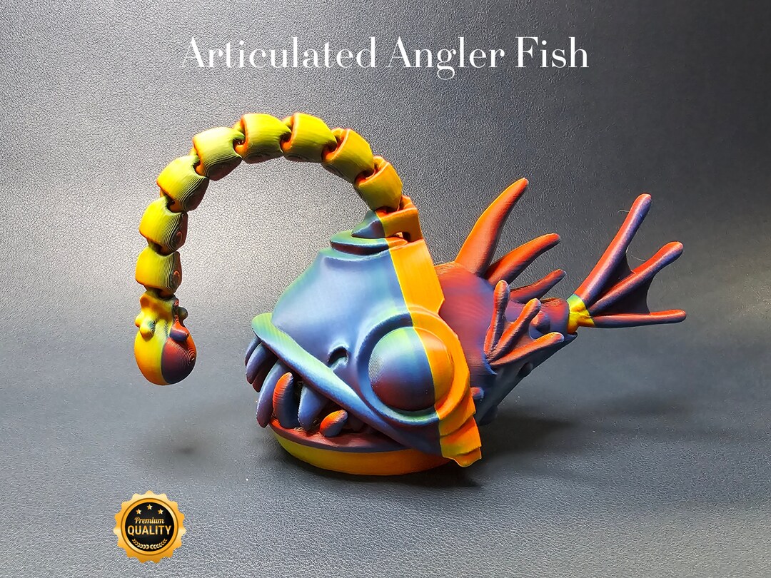 Articulated Angler Fish, 3d Printed Fidget, Desk Pet, Anxiety Toy, Ugly ...