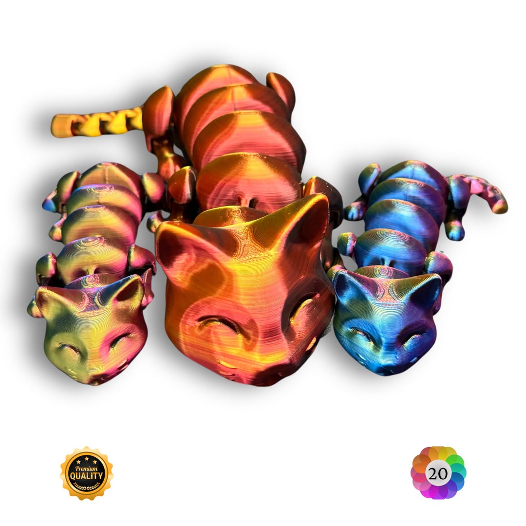 Articulated Lazy Cat: 3D Printed Fidget Toy, Cat Lover Gift - Etsy