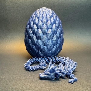 3D Printed Articulated Crystal Dragon and Egg, Flexible Fidget Toy ...